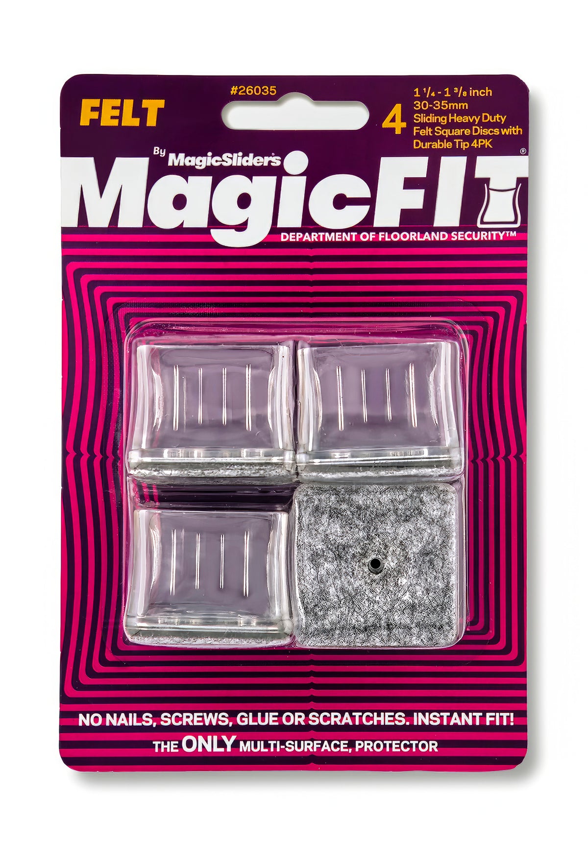 MAGIC FIT - 1 1/4" - 1 3/8" Square Felt - 4 Pack — Magic Sliders