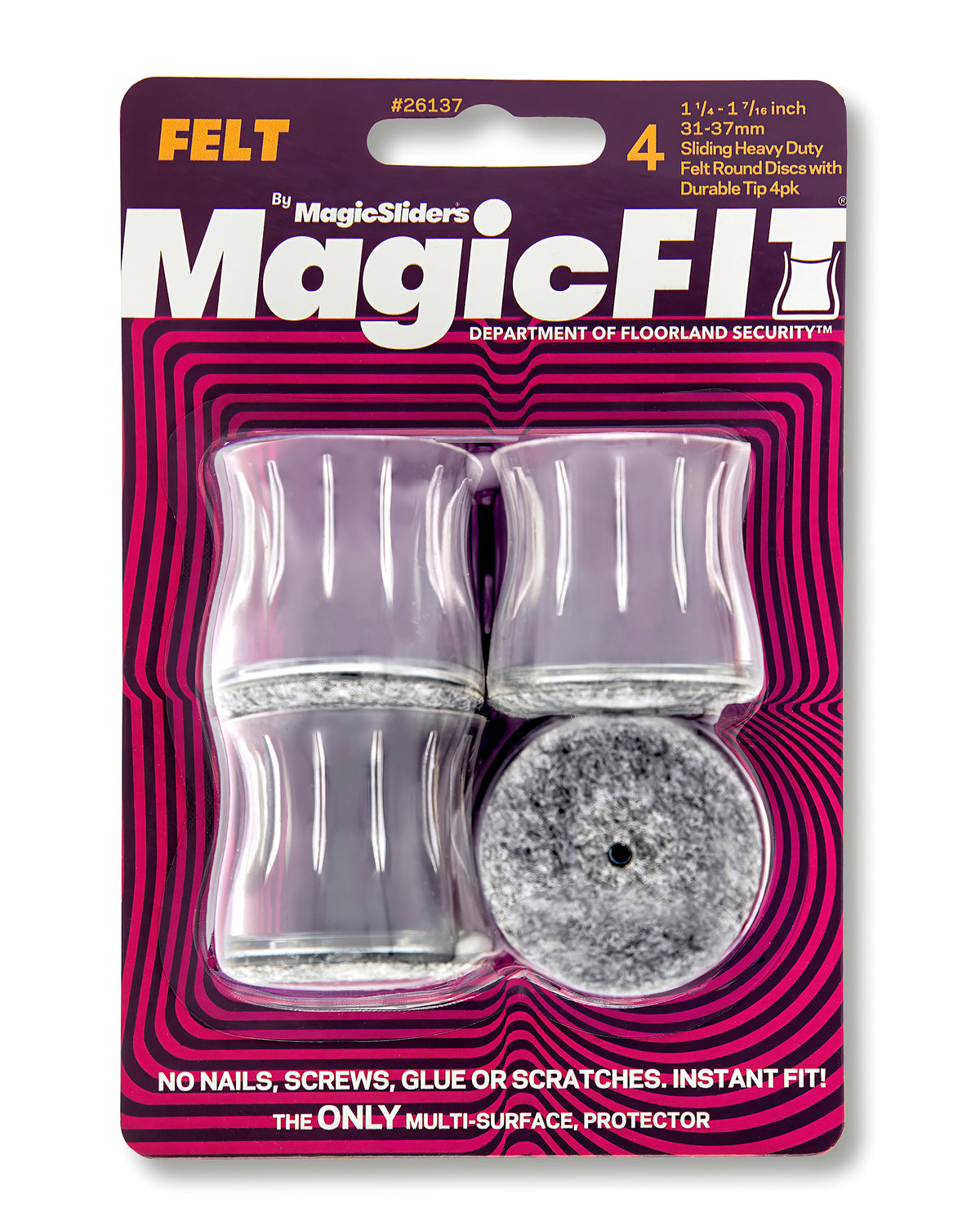 MAGIC FIT - 1 1/4" - 1 7/16" Round Felt - 4 Pack — Magic Sliders