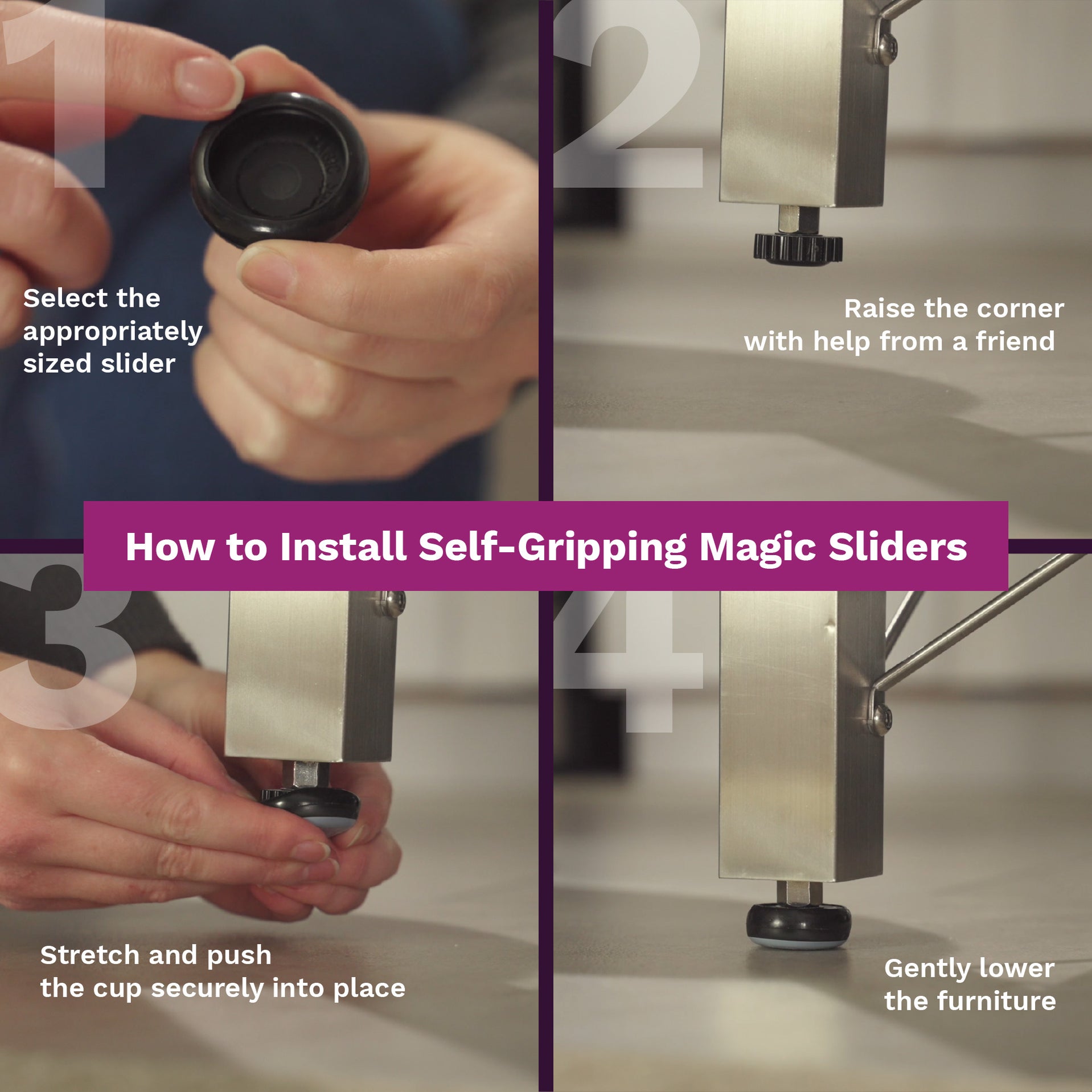 7/8 - 1 in. (22mm - 25mm) Round, Self-Gripping, 4-pack — Magic Sliders